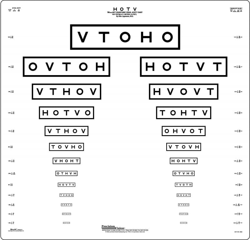 HOTV 3 Meter (10 ft) ETDRS - Precision Vision HOTV 3 Meter (10 ft) ETDRS - Precision Vision